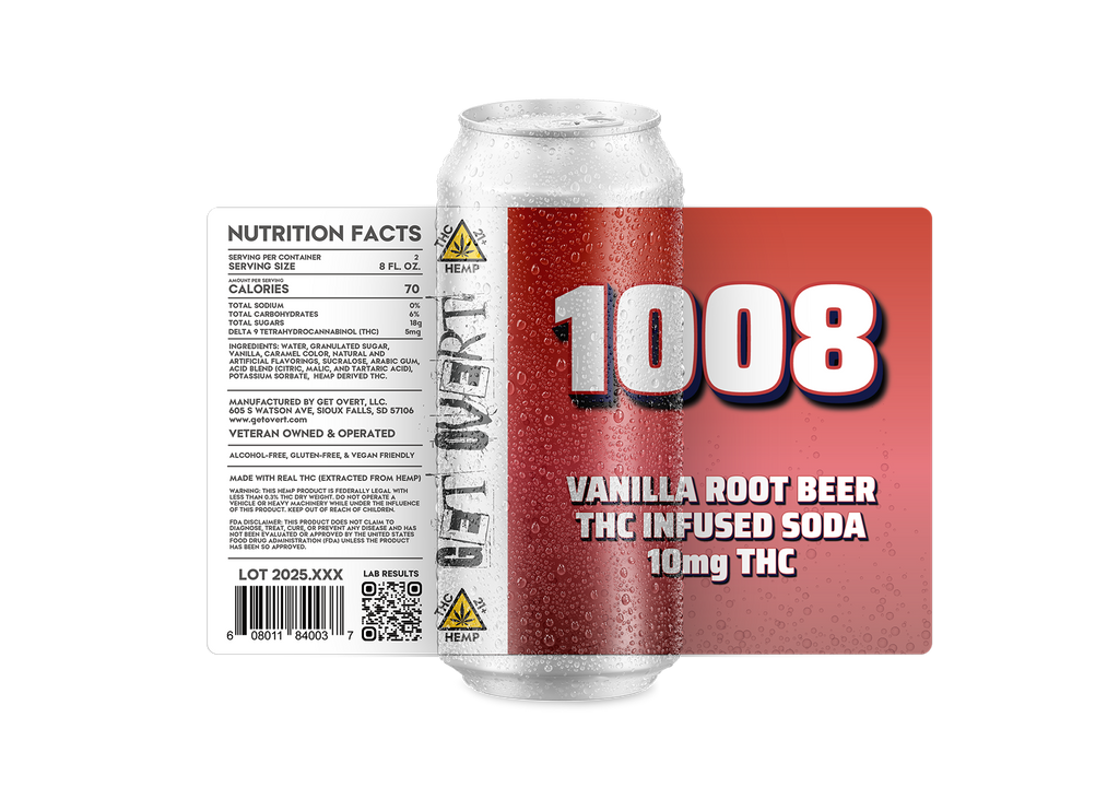 1008 10mg THC Root Beer Soda, 4-Pack – Get Overt